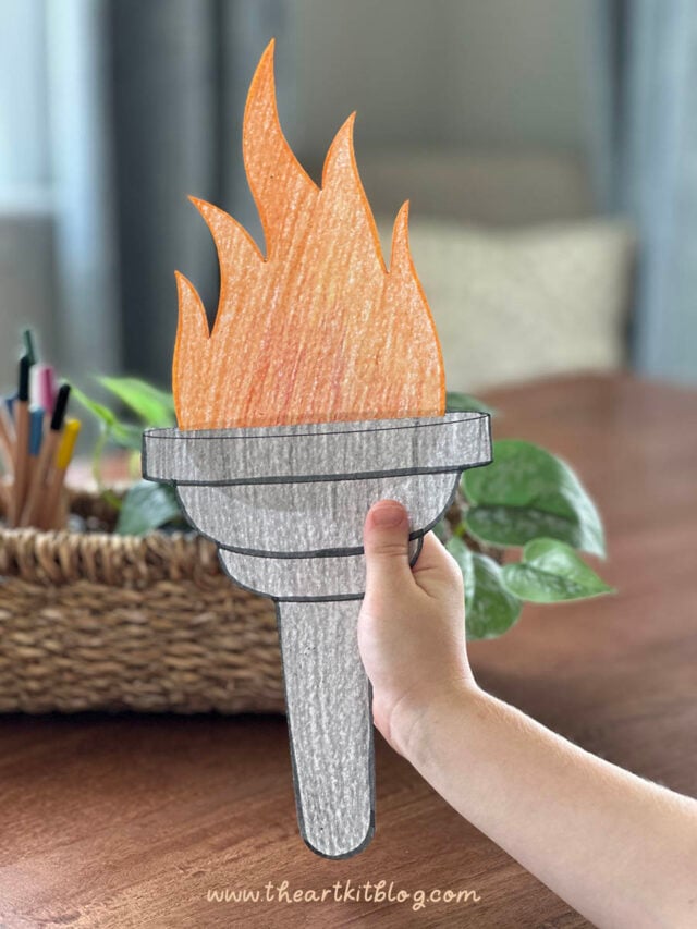 Torch Printable Template - Easy Paper Craft for Kids! - The Art Kit