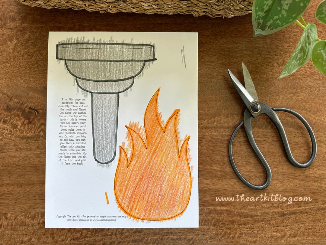 Torch Printable Template - Easy Paper Craft for Kids! - The Art Kit
