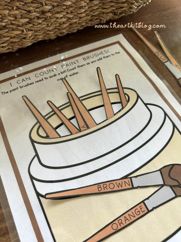 Let's Dip Paintbrushes: Colors and Counting Printable - The Art Kit