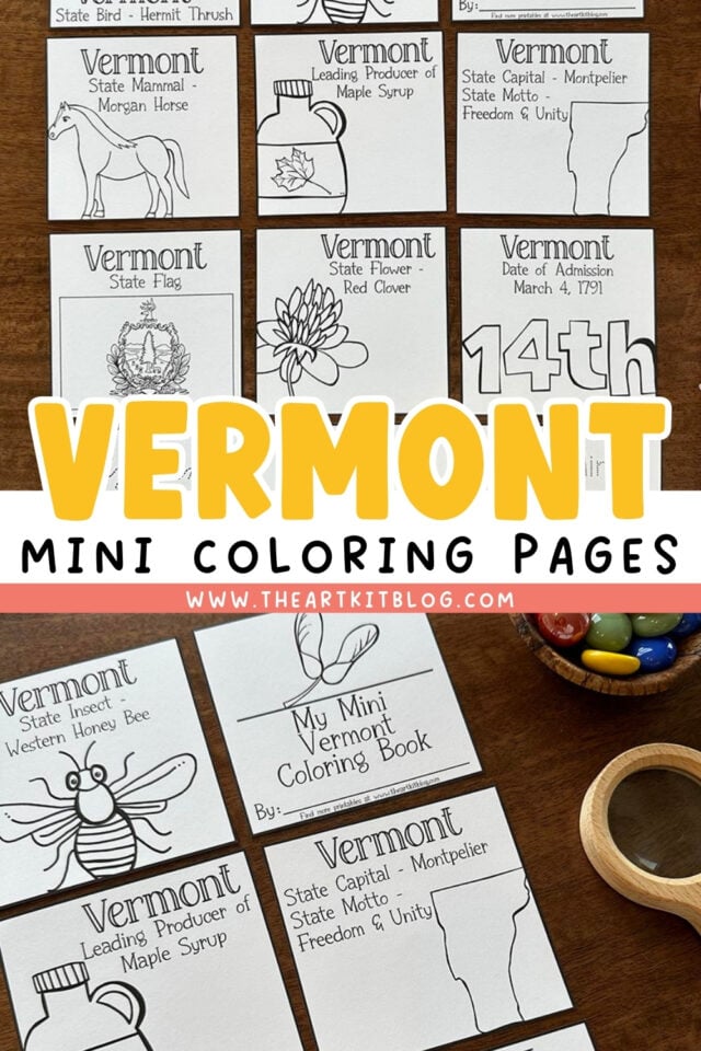 Vermont Mini Coloring Pages USA 50 States {FREE Printable!} - The Art Kit