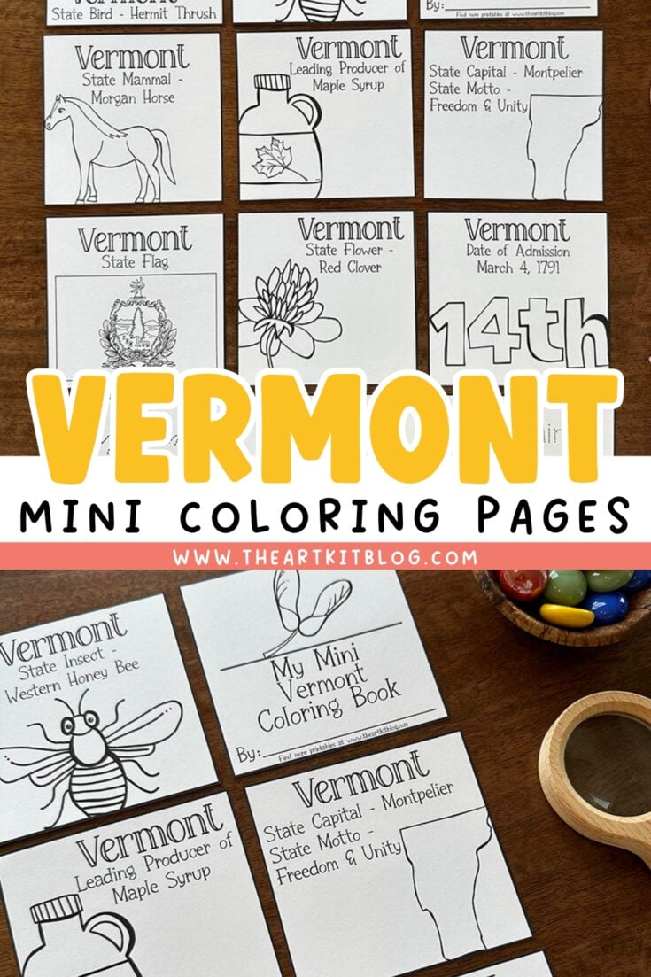 Vermont Mini Coloring Pages USA 50 States {FREE Printable!} - The Art Kit