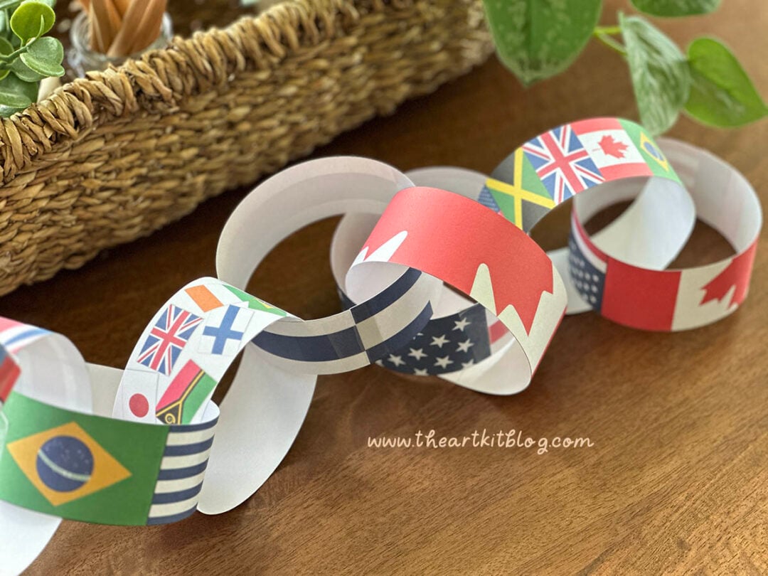 Flags of the World Paper Chains - FREE Printable! - The Art Kit