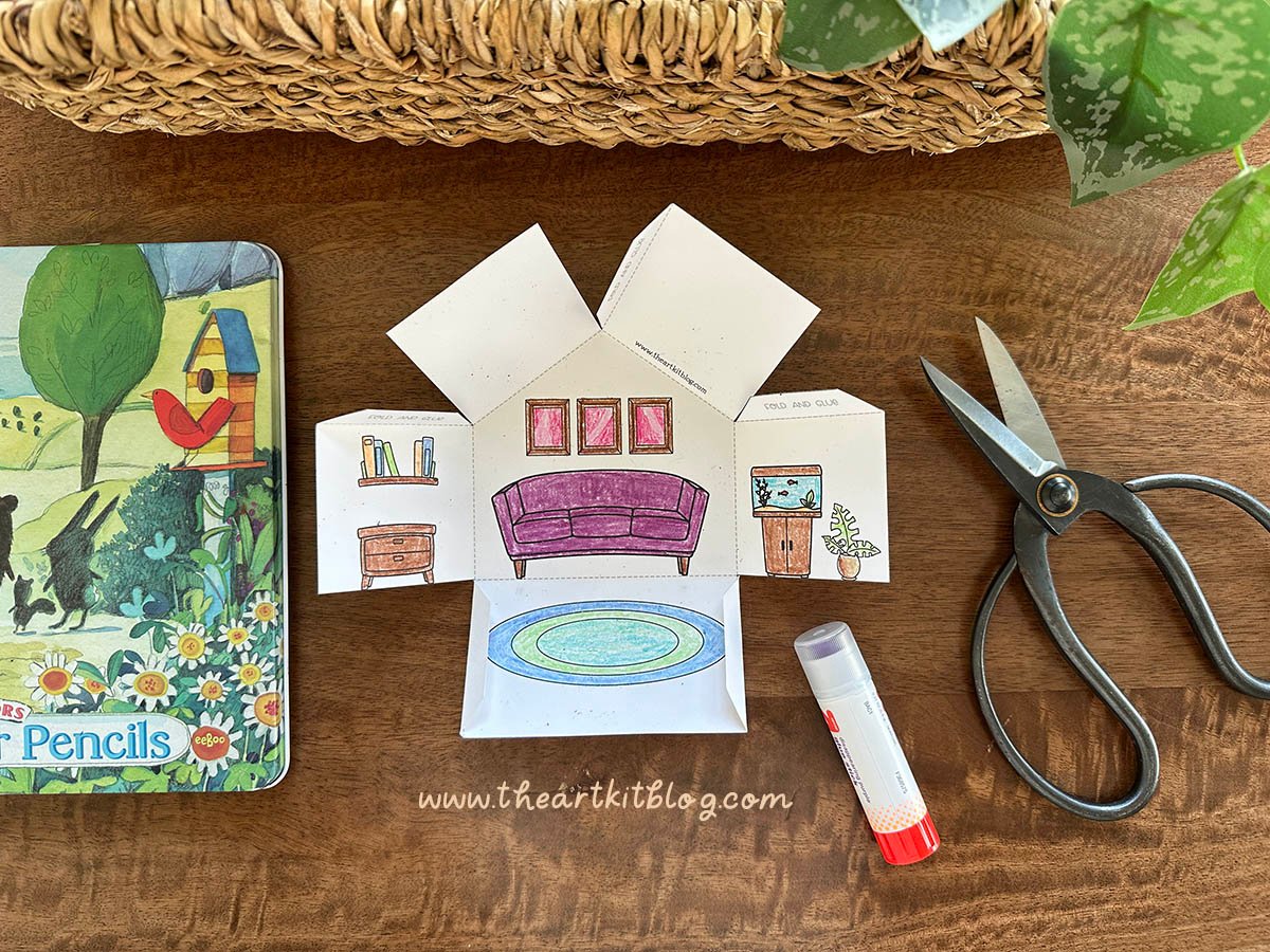 DIY 3D House - Living Room - FREE PRINTABLE! - The Art Kit