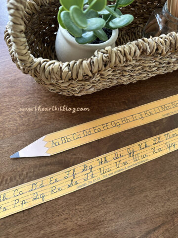 Cute! Alphabet Desk Strips FREE Printable: Print and Cursive - The Art Kit