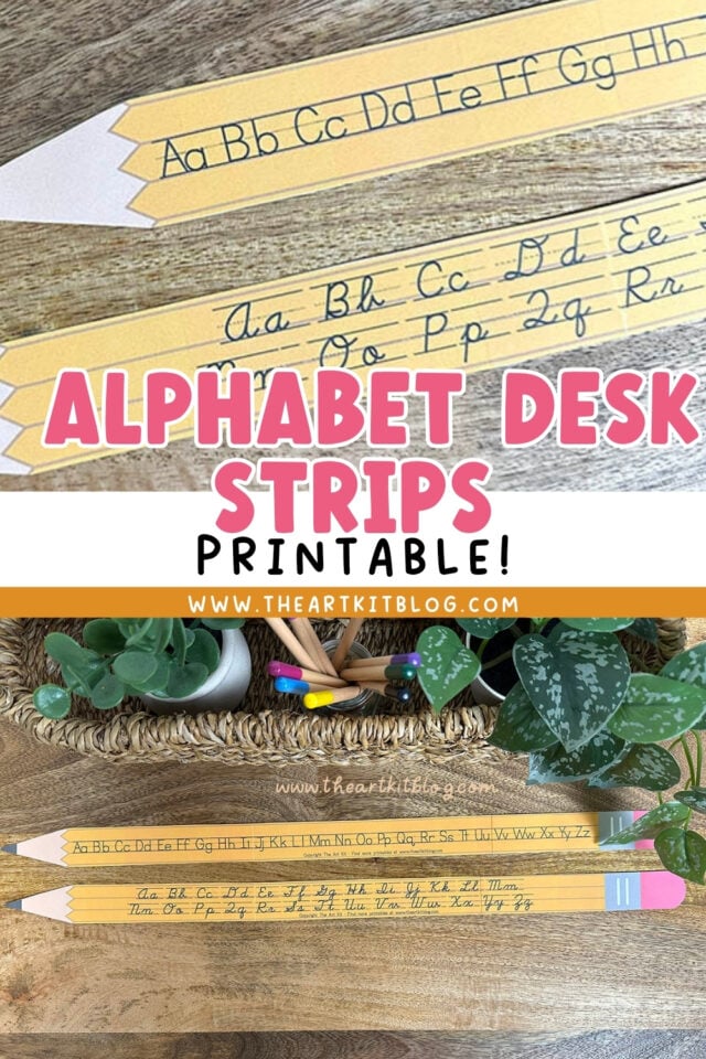 Cute! Alphabet Desk Strips FREE Printable: Print and Cursive - The Art Kit