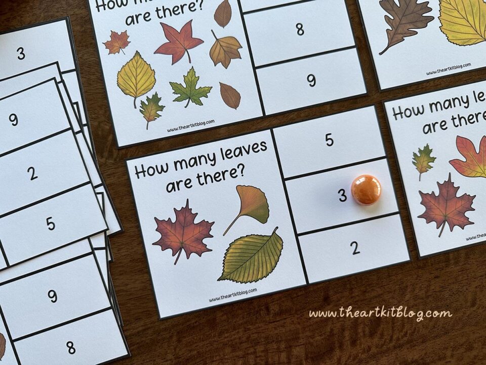Fall Leaves Counting Clip Cards: Free Printable - The Art Kit