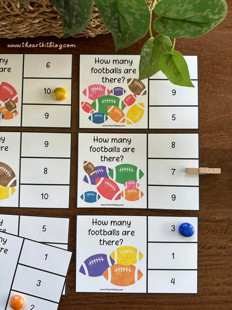 Football Counting Clip Cards: Free Printable - The Art Kit