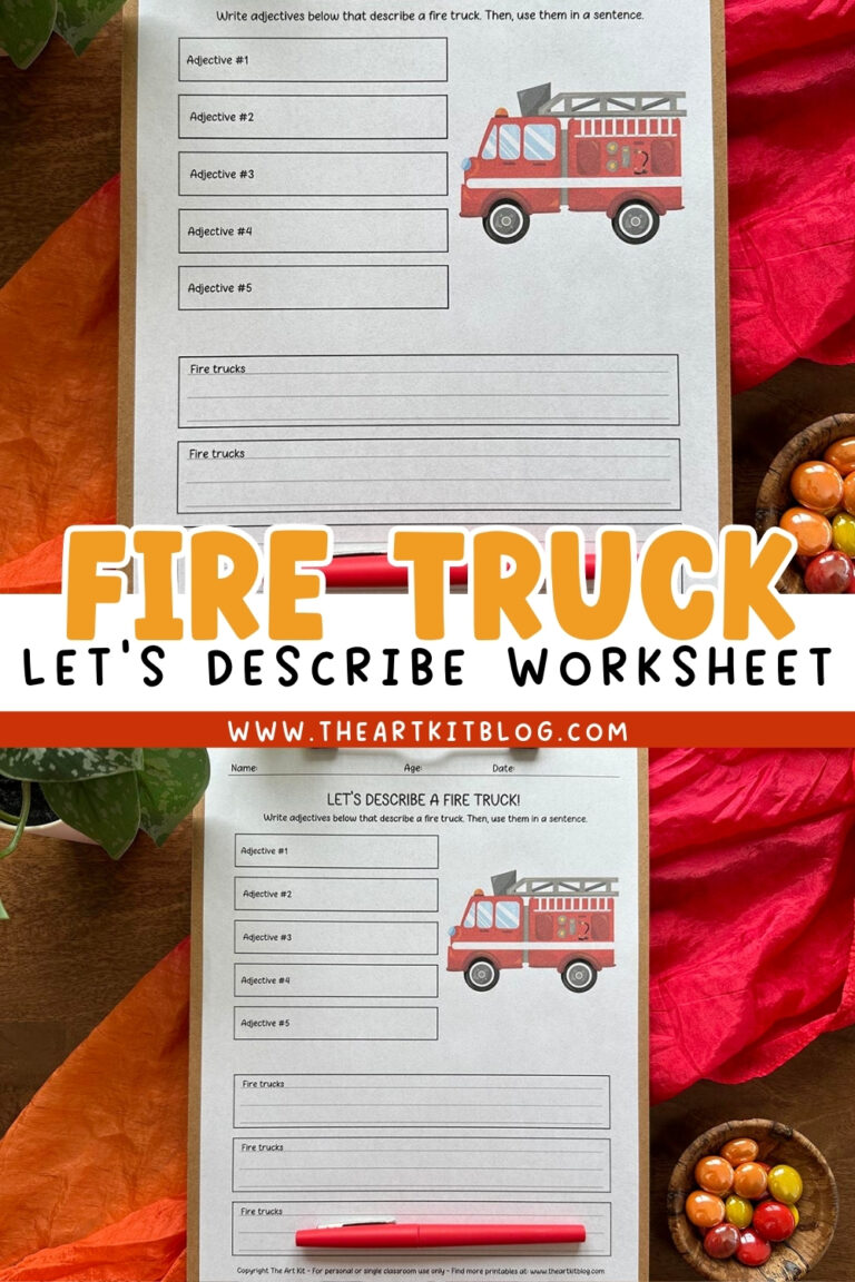 Fire Safety: Describe a Fire Truck Worksheet! FREE Printable - The Art Kit