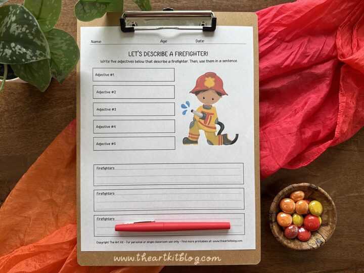 Fire Safety: Describe a Firefighter Worksheet! FREE Printable - The Art Kit