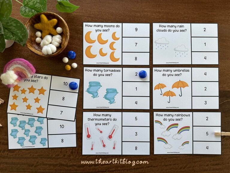 Weather Counting Clip Cards: Free Printable - The Art Kit