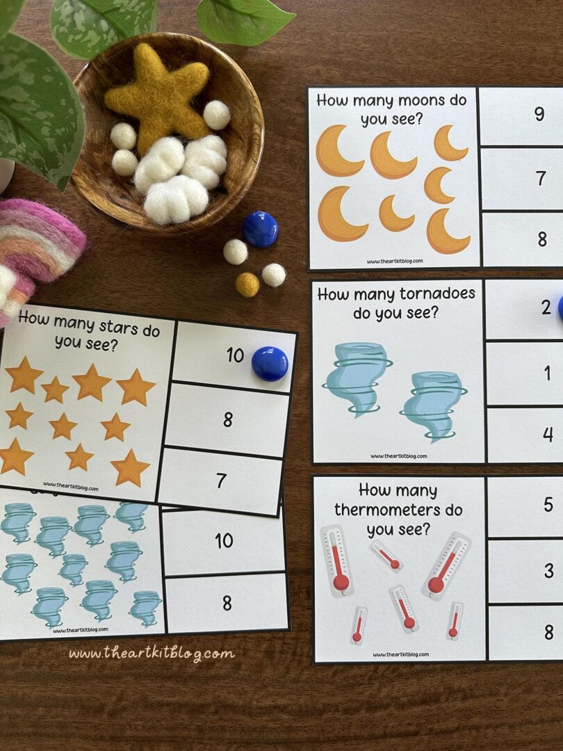 Weather Counting Clip Cards: Free Printable - The Art Kit