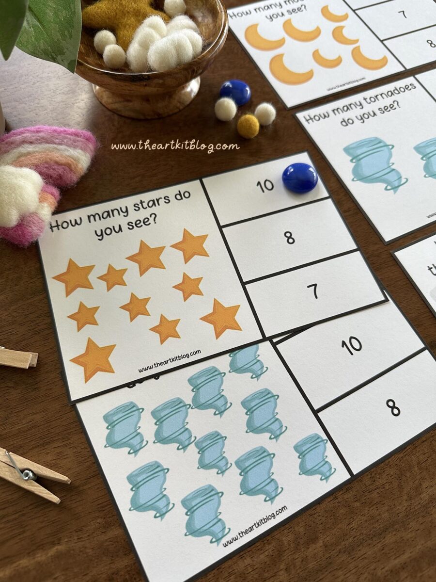 Weather Counting Clip Cards: Free Printable - The Art Kit