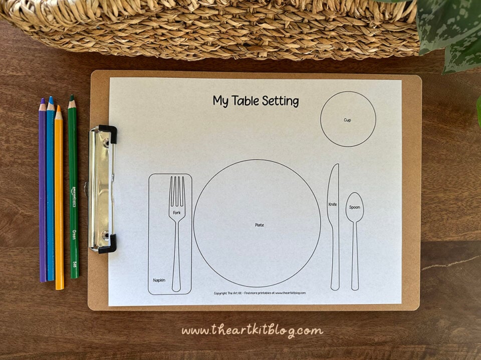 Table Setting Placemat Printables for Kids - The Art Kit