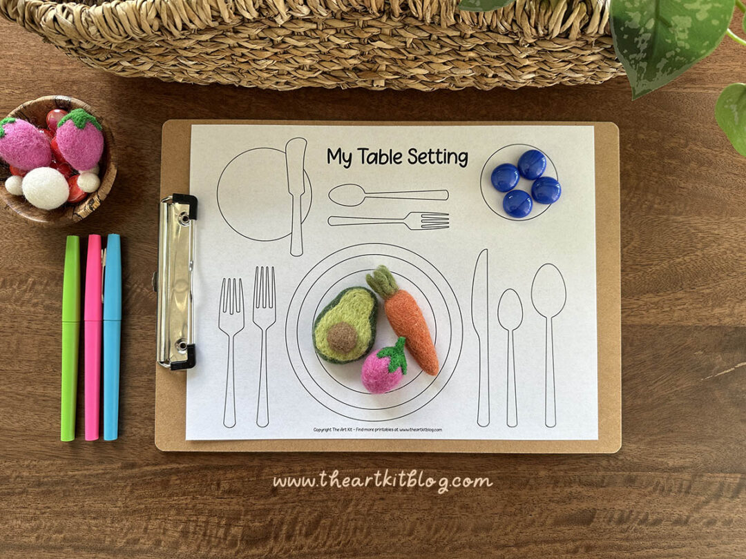 Table Setting Placemat Printables for Kids - The Art Kit