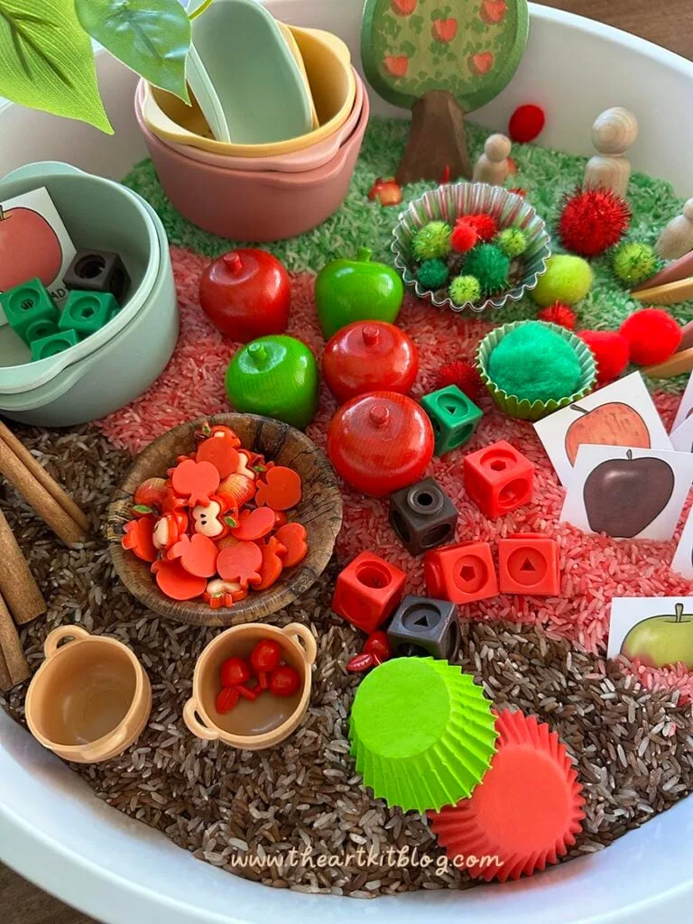 How to Make a Fun and Educational Apple-Themed Rice Sensory Bin for ...