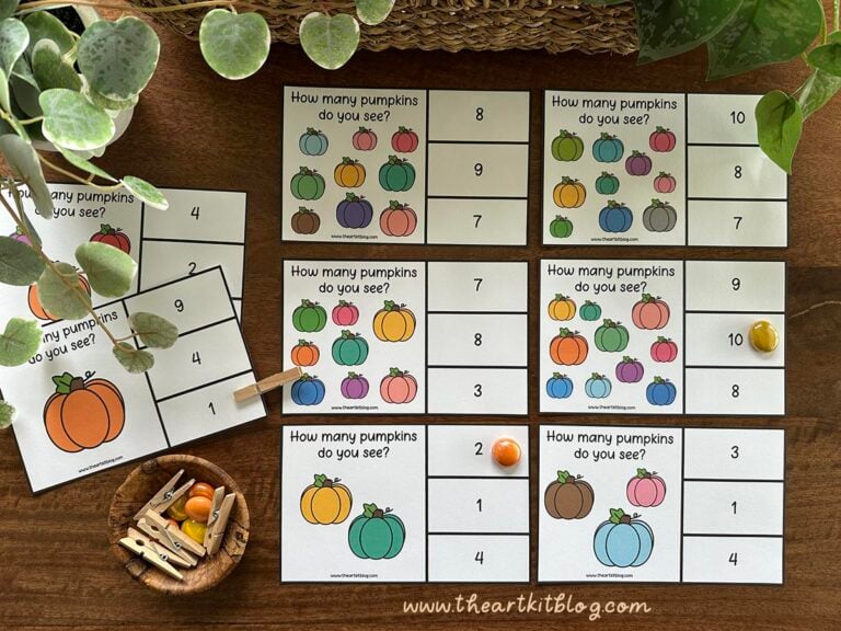 Pumpkin Counting Clip Cards: Free Printable - The Art Kit