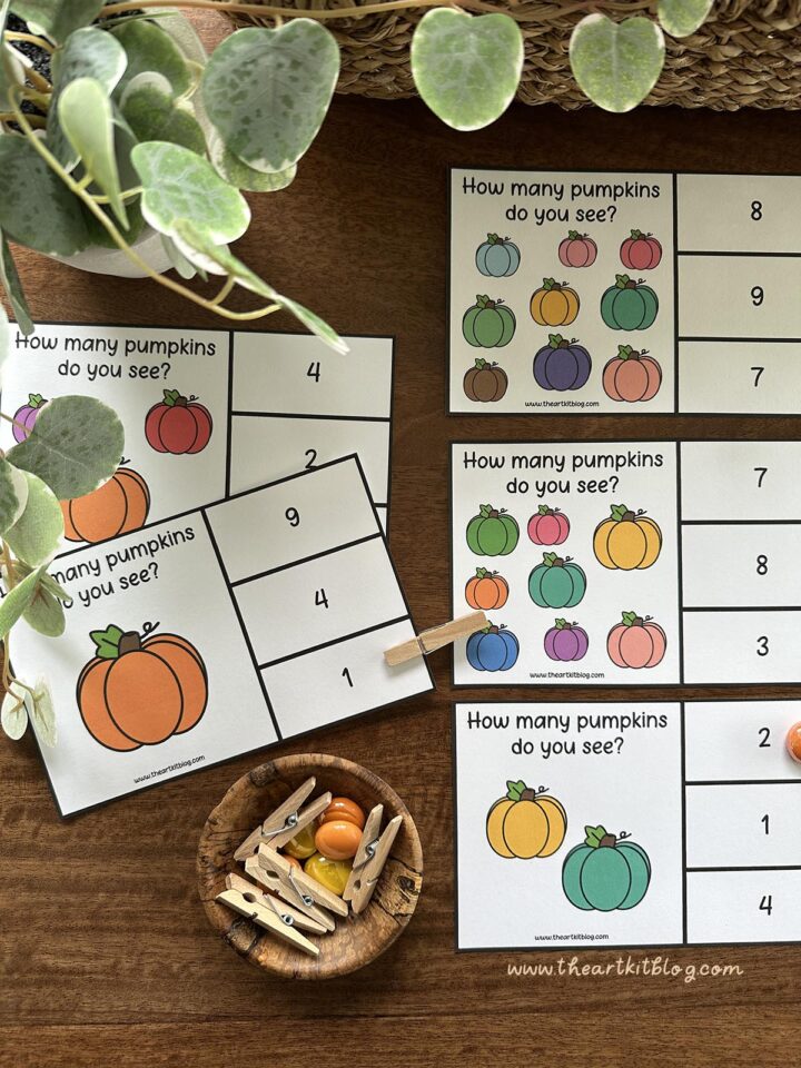 Pumpkin Counting Clip Cards: Free Printable - The Art Kit