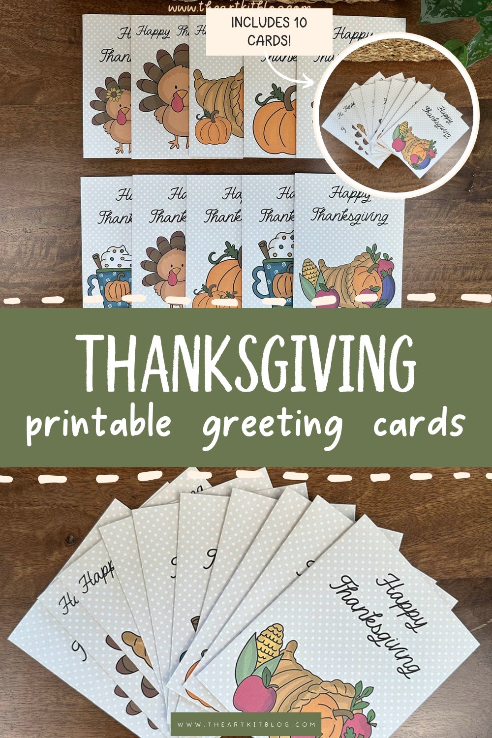Free Printable Happy Thanksgiving Cards - Set of 10 - The Art Kit