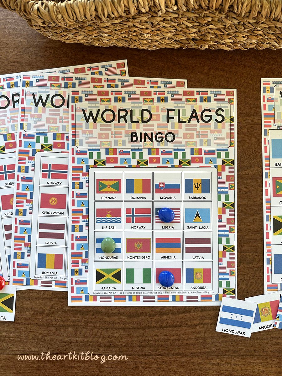 World Flags Bingo: Free Printable Game - The Art Kit