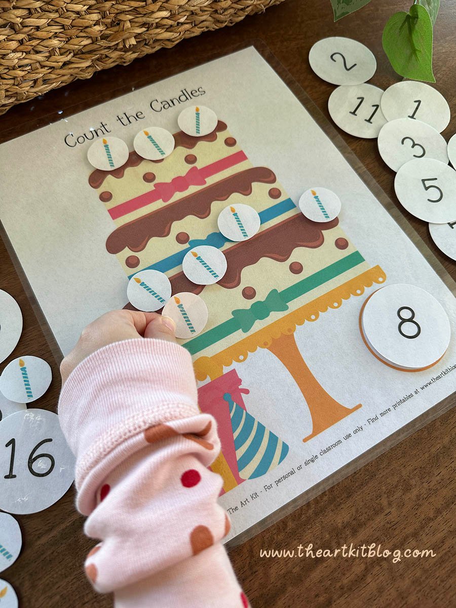 Birthday Cake Candles Counting {FREE PRINTABLE for Kids!} - The Art Kit