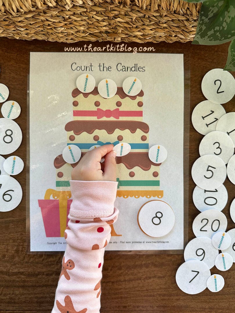 Birthday Cake Candles Counting {FREE PRINTABLE for Kids!} - The Art Kit