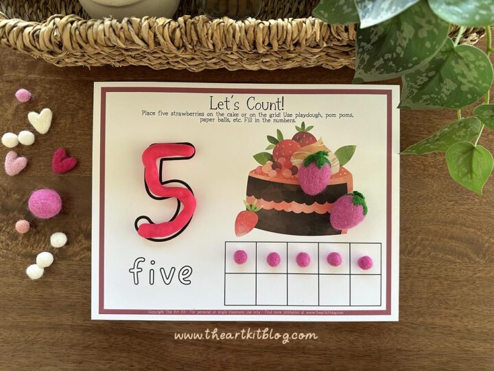 Strawberry Cake 10 Frame Playdough Mats! FREE Printable! - The Art Kit