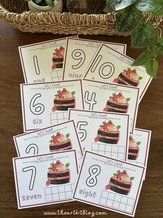 Strawberry Cake 10 Frame Playdough Mats! FREE Printable! - The Art Kit