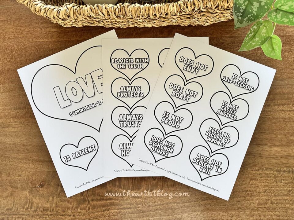 Love Is ... Patient, Kind, Paper Craft FREE PRINTABLE! - The Art Kit