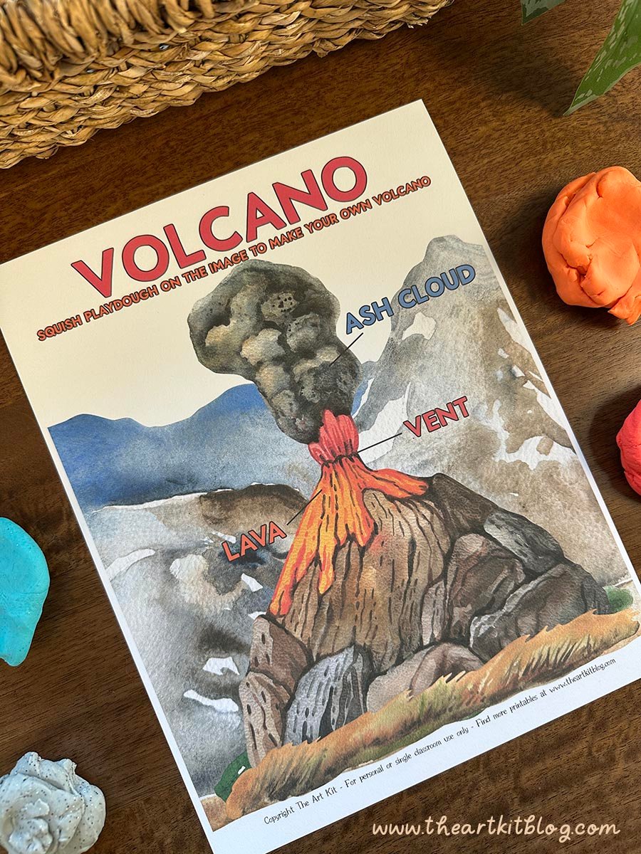 Volcano Playdough Mat! FREE Printable! - The Art Kit