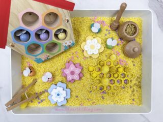 Bee Sensory Bin with Rice - The Art Kit