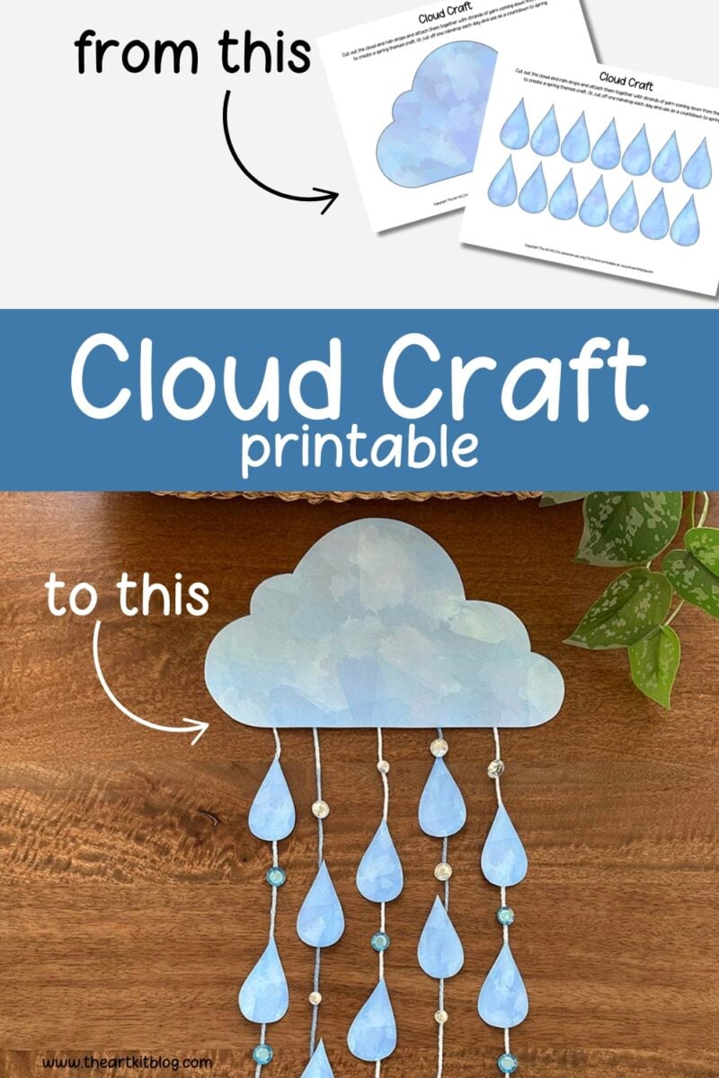 Spring Cut and Paste Paper Craft for Kids (Free Cloud and Raindrop ...