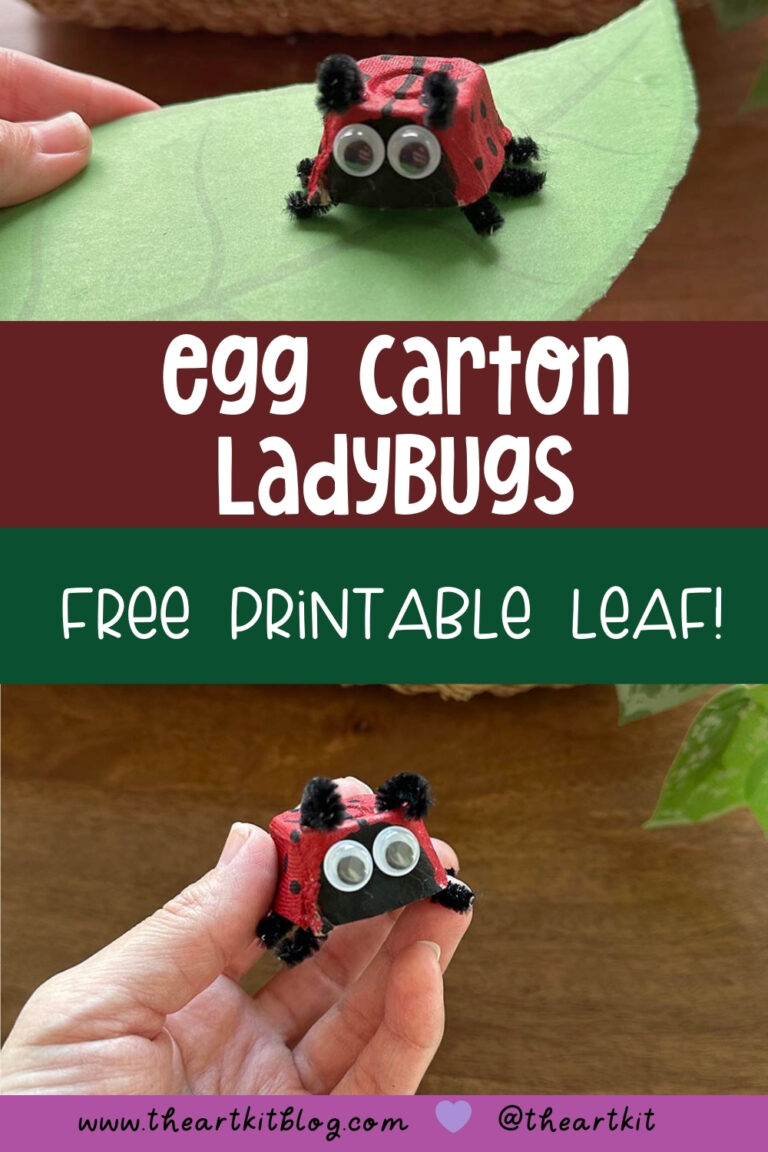 Egg Carton Ladybug Craft (+ Free Printable Leaf!) - The Art Kit