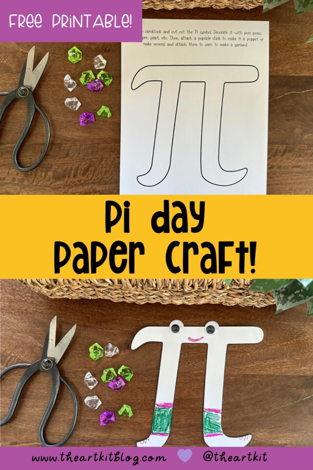 Cute Pi Day Paper Craft with Free Printable Template - The Art Kit