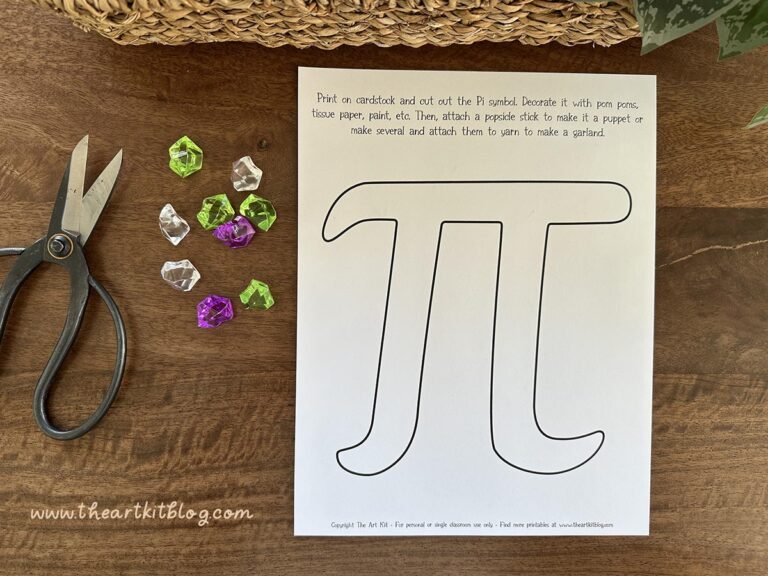 Cute Pi Day Paper Craft with Free Printable Template - The Art Kit