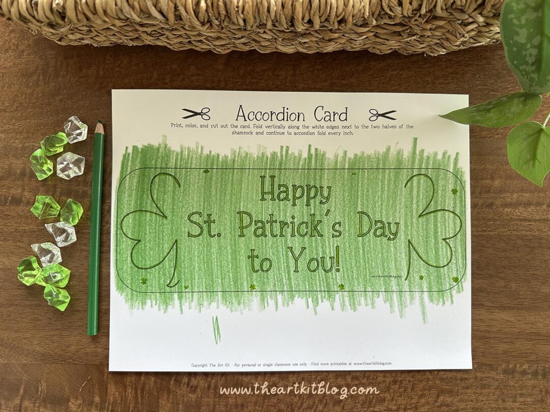 Happy St. Patrick's Day Accordion Fold Card - Black and White Version ...