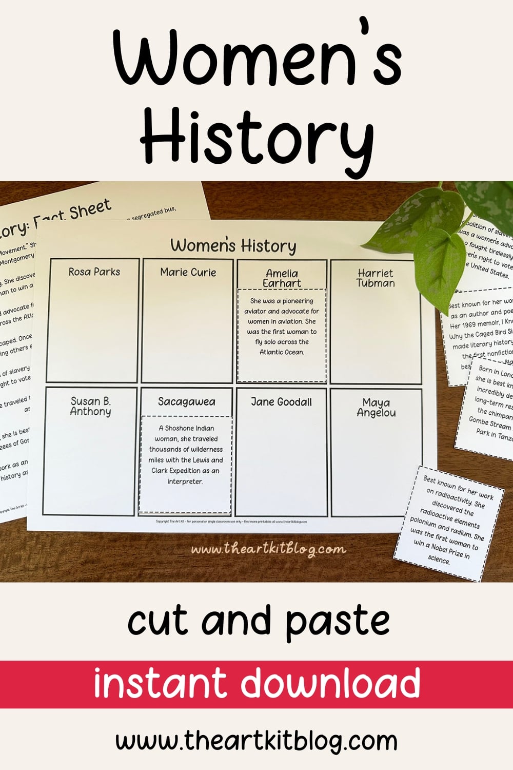 Women's History: Cut and Paste Worksheet (Free Printable) - The Art Kit