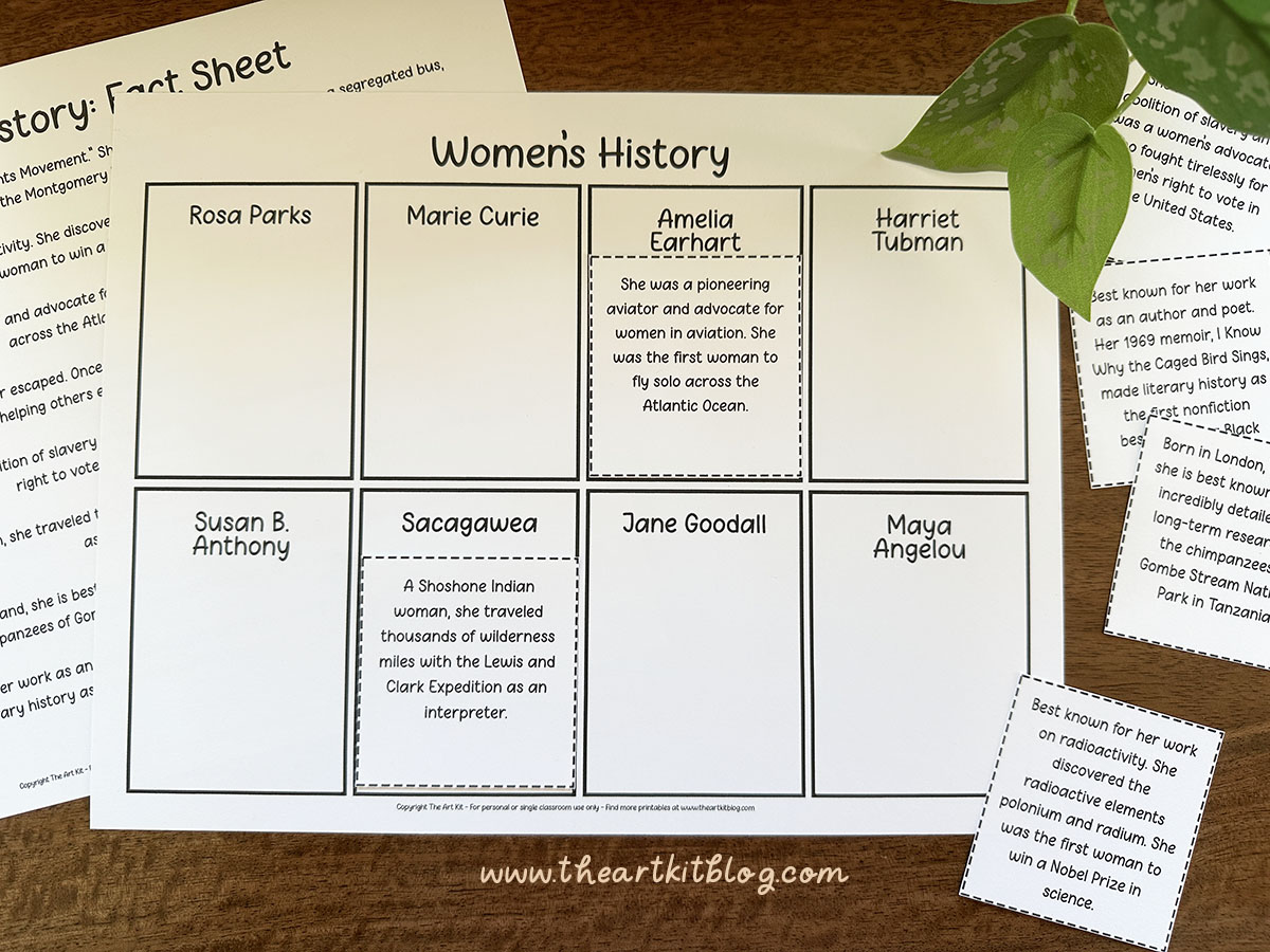 Women's History: Cut and Paste Worksheet (Free Printable) - The Art Kit