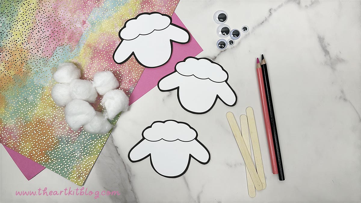 Popsicle Stick Lamb Craft: Free Printable - The Art Kit