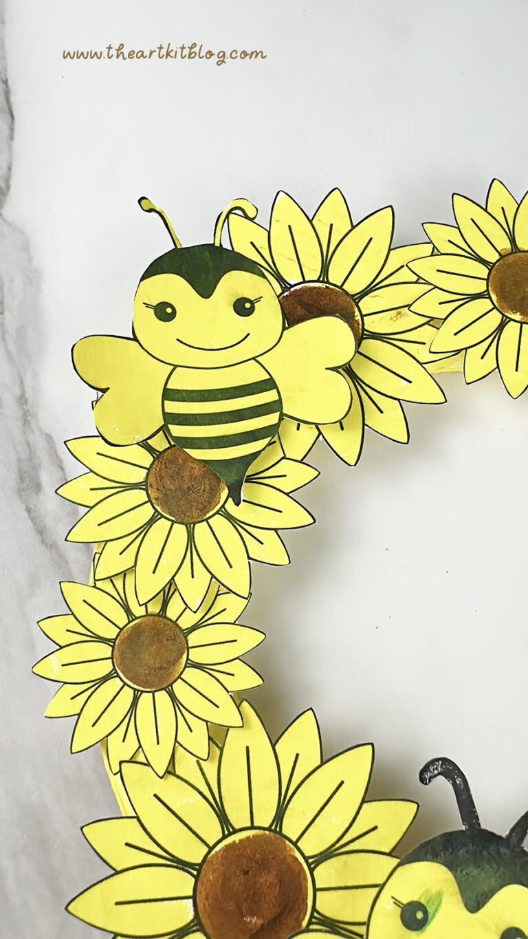 Bee Paper Plate Wreath (Free Printable) - The Art Kit