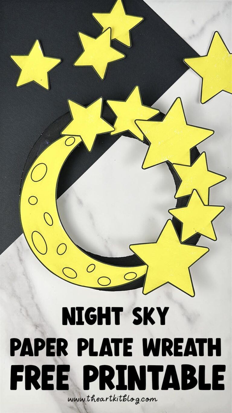 Evening Night Sky Paper Plate Wreath (Free Printable) - The Art Kit