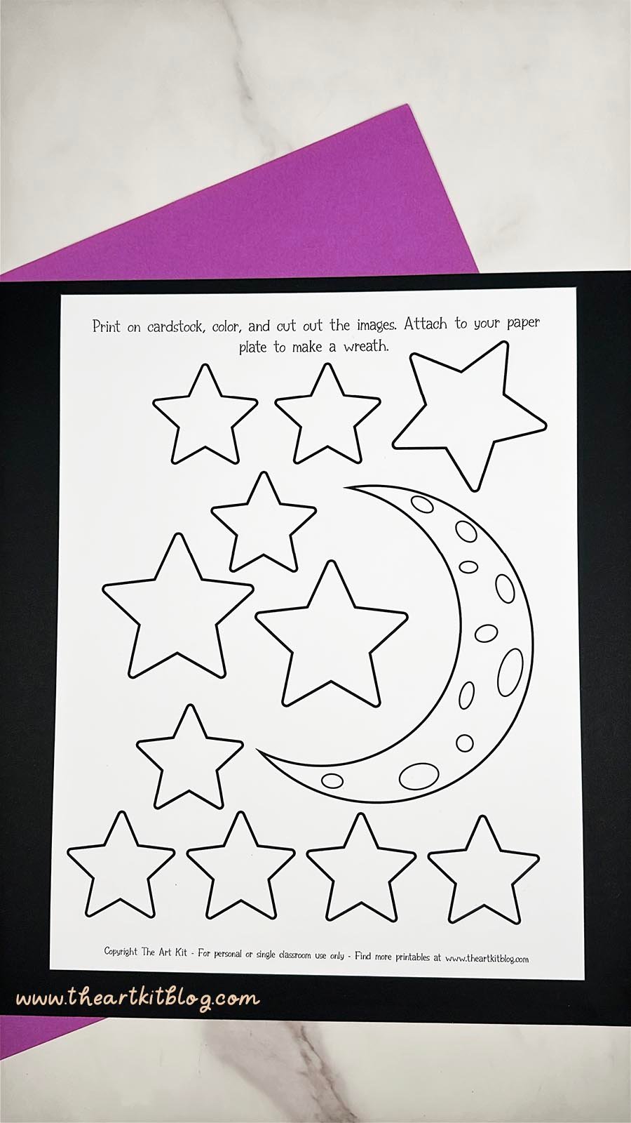 Evening Night Sky Paper Plate Wreath (Free Printable) - The Art Kit