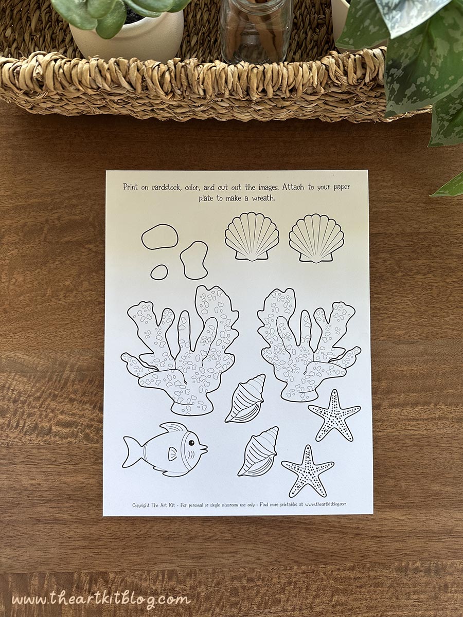 Ocean Paper Plate Wreath (Free Printable) - The Art Kit