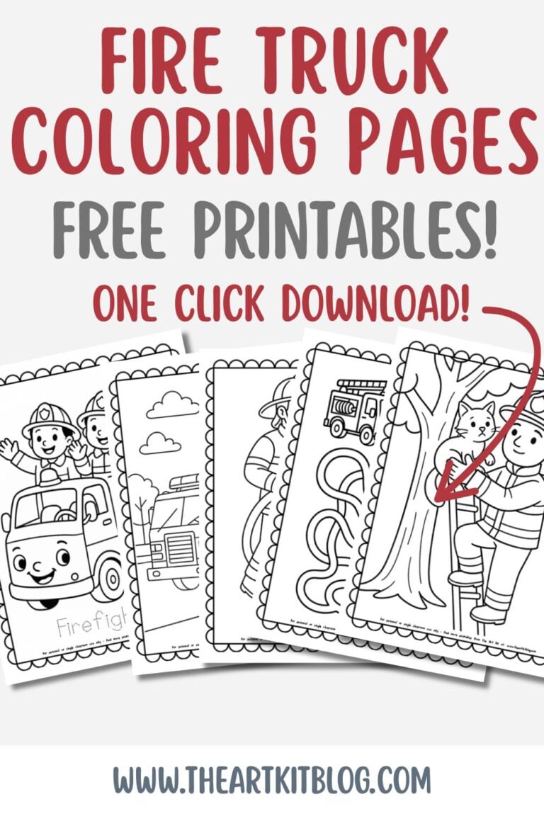 FREE Fire Truck Coloring Pages (Click to Print Instantly!) - The Art Kit