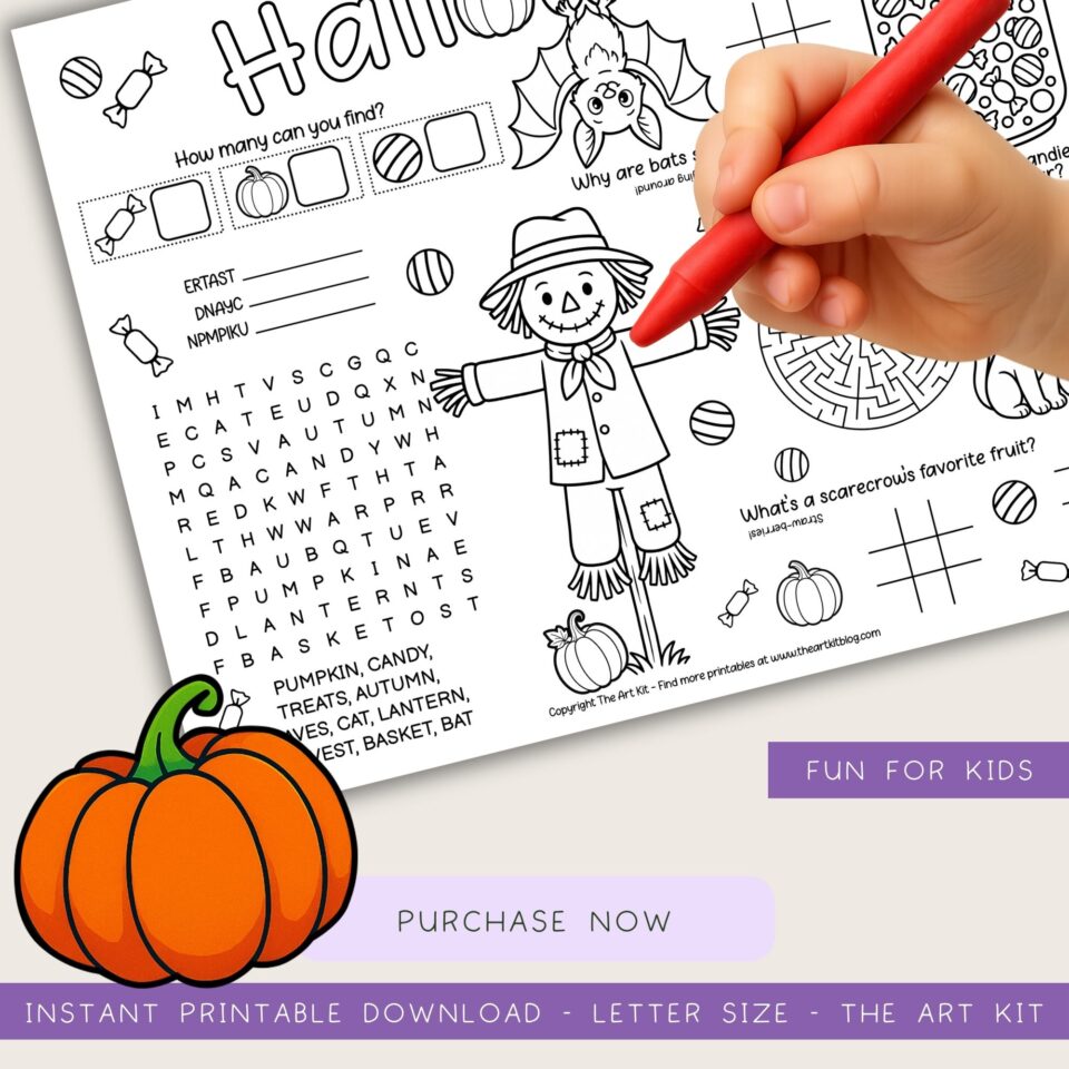 Halloween Activity Placement Printable - The Art Kit