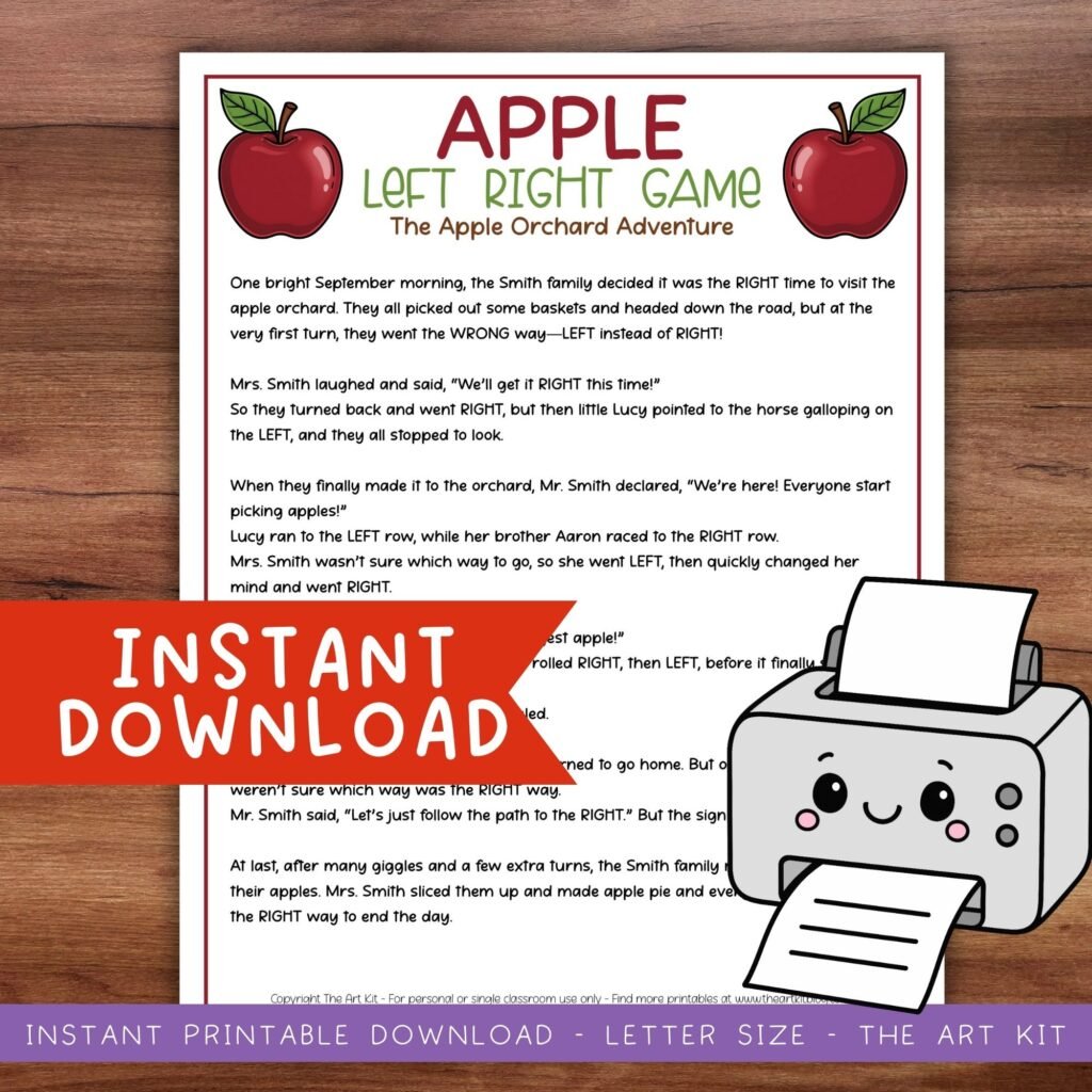 Free Apple Left–Right Game Printable (Perfect for Fall Parties and ...