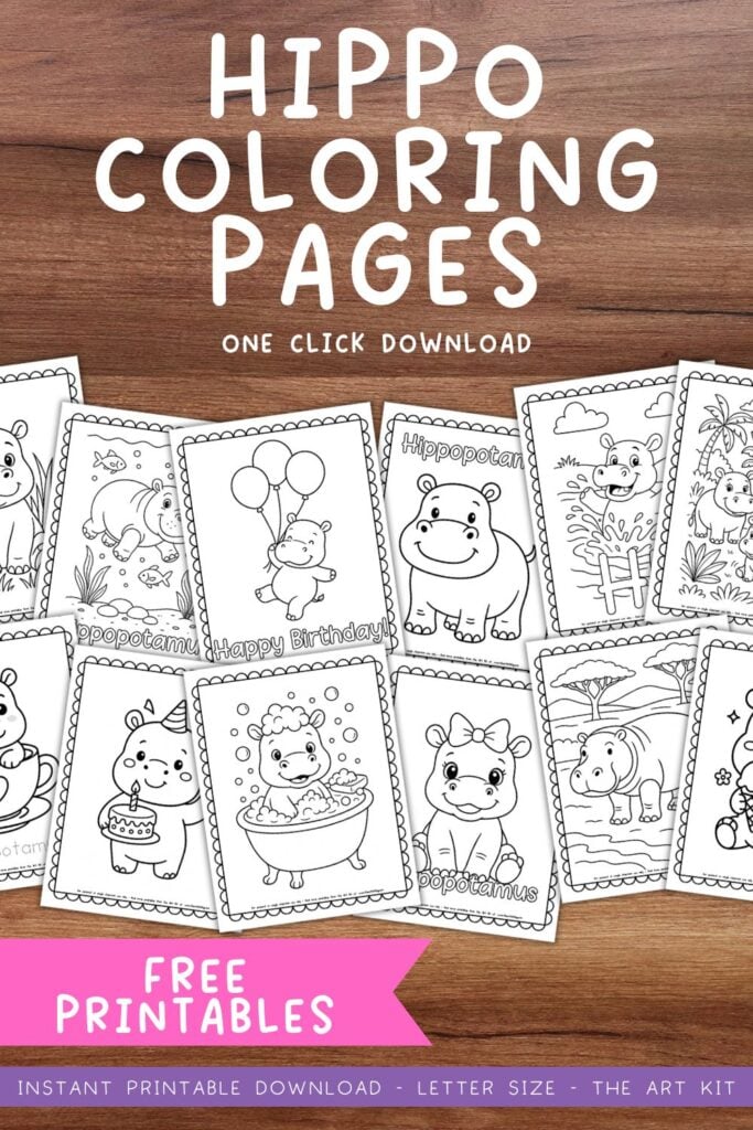 Hippo Coloring Pages Free Printable (Fun Facts for Kids!) - The Art Kit