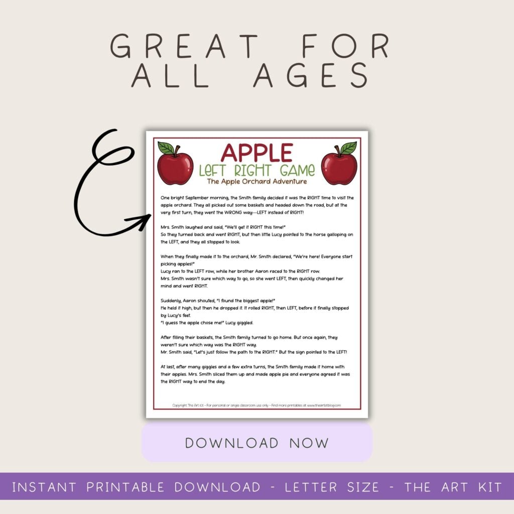 Free Apple Left–Right Game Printable (Perfect for Fall Parties and ...