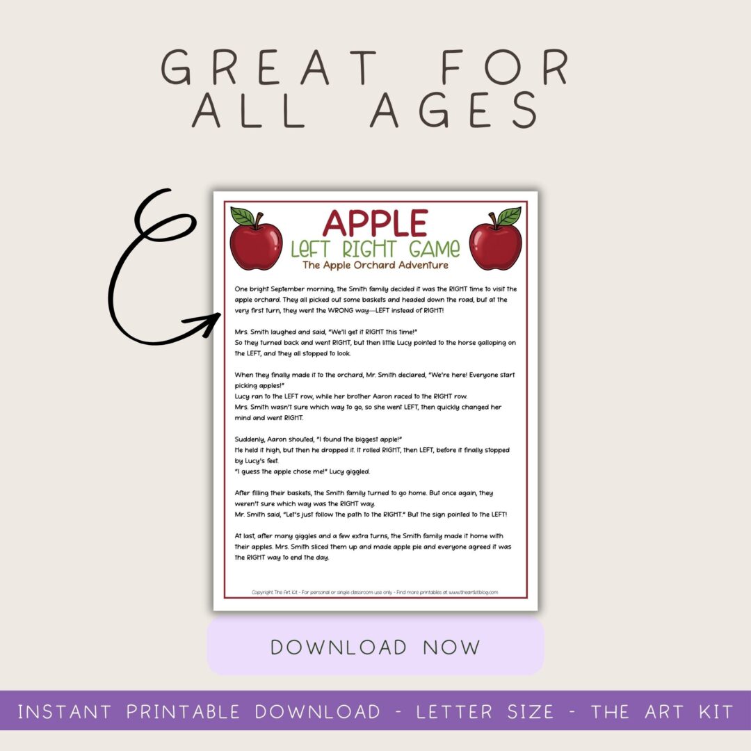 Free Apple Left–Right Game Printable (Perfect for Fall Parties and ...
