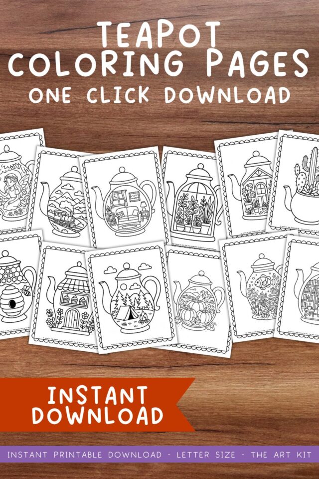 Free Printable Teapot Coloring Pages for Kids and Adults - The Art Kit