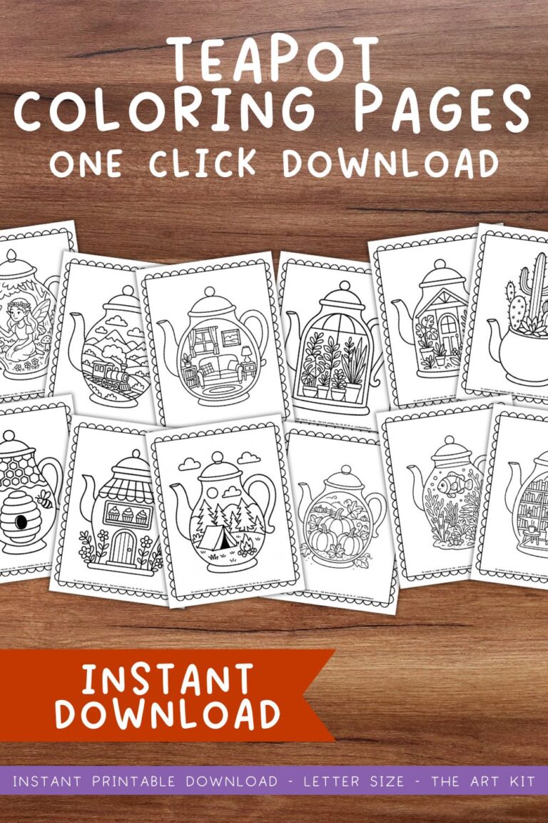 Free Printable Teapot Coloring Pages for Kids and Adults - The Art Kit